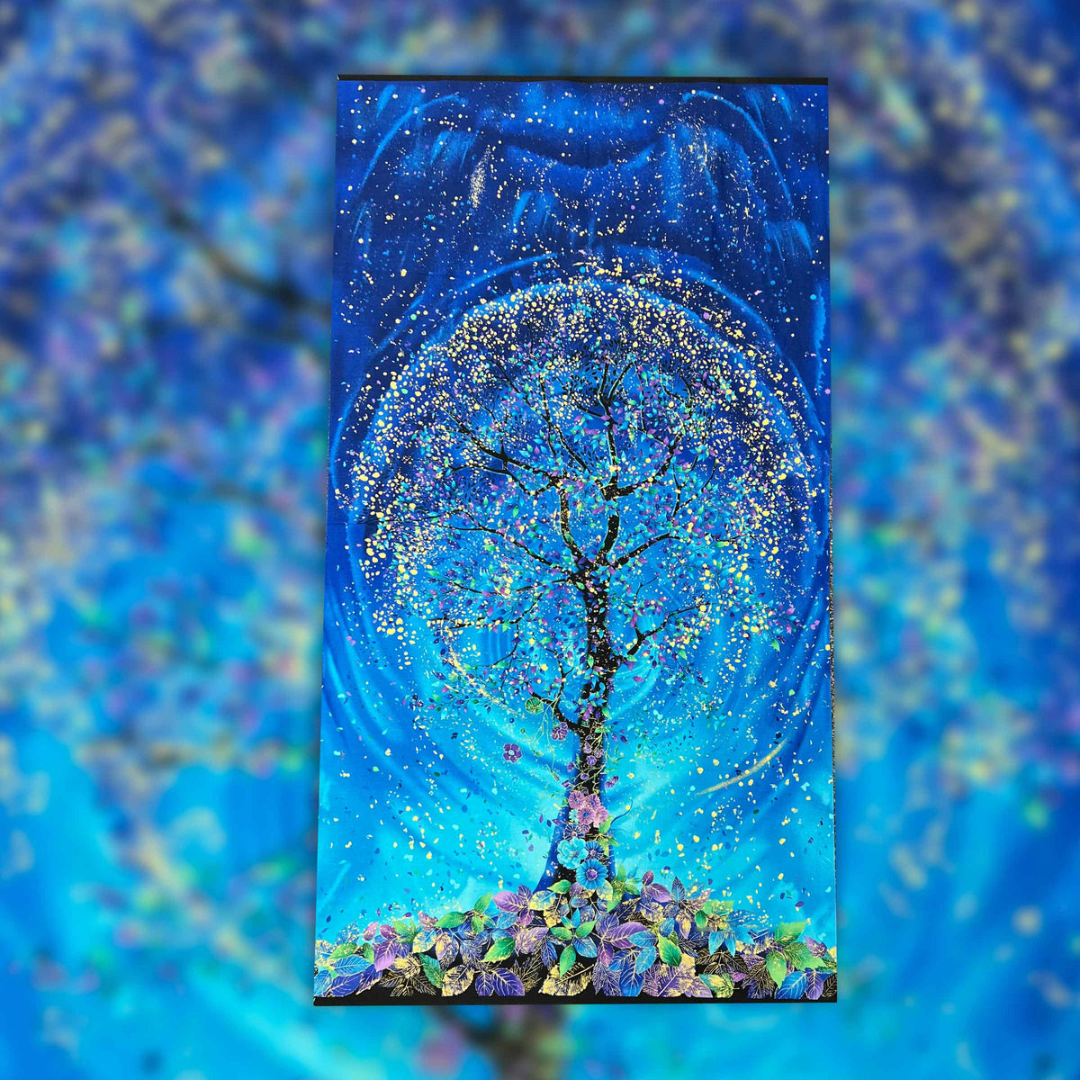 Utopia - Metallic Tree Panel - PANEL-CM1018 BLUE – Jolly Stitcher